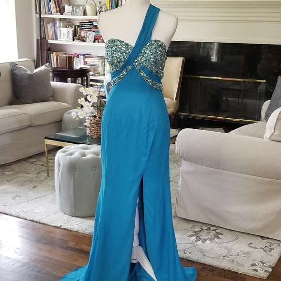 Karishma | Dresses | New Blue Beaded Formal Prom Karishma Gown Sz 6 ...